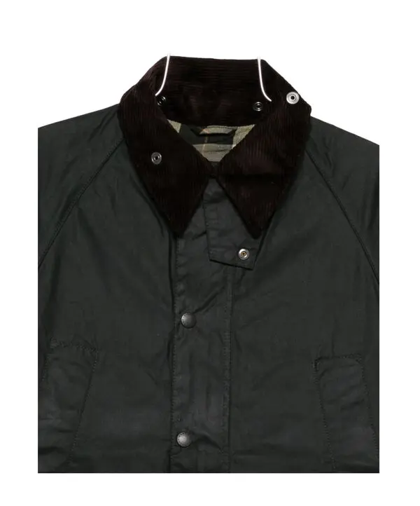Barbour Corduroy Collar Waxed Coat - Black