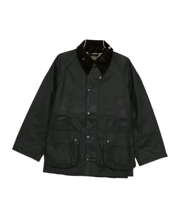 Barbour Corduroy Collar Waxed Coat - Black
