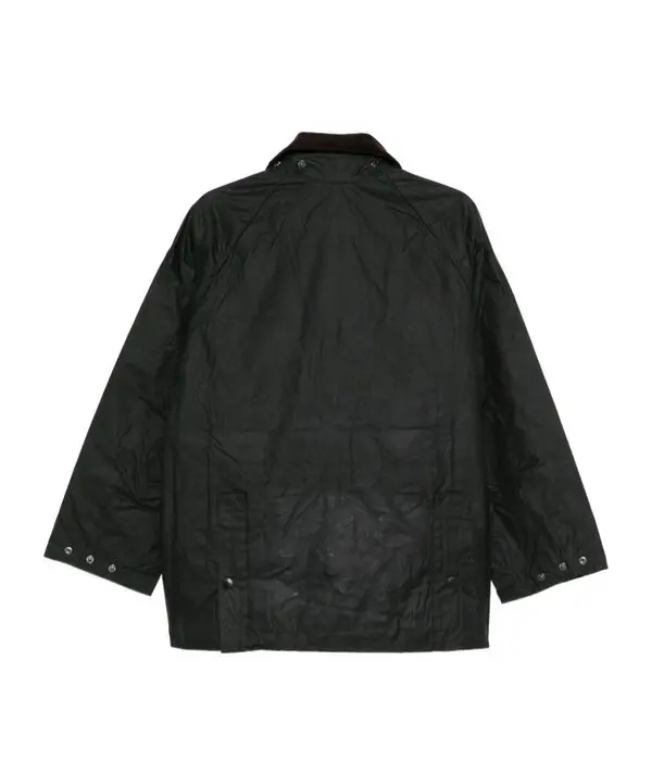 Barbour Corduroy Collar Waxed Coat - Black