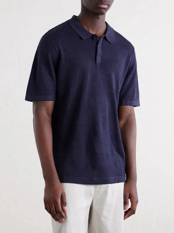 Onia Linen Polo Shirt - Blue