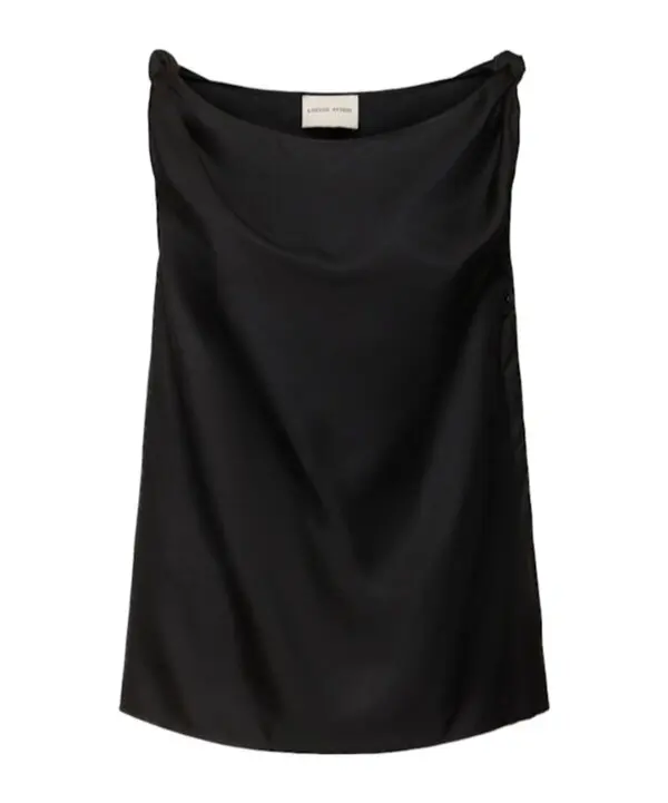 Loulou De Saison Remy Sleeveless Draped Top - Black