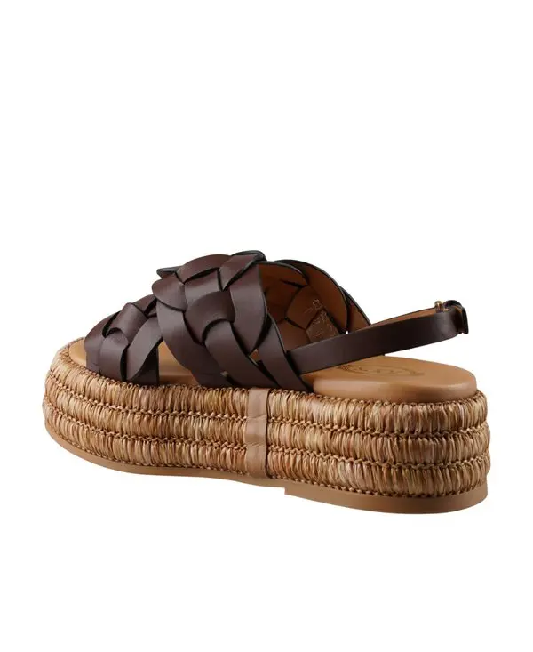 TOD'S Woven Slingback Sandals