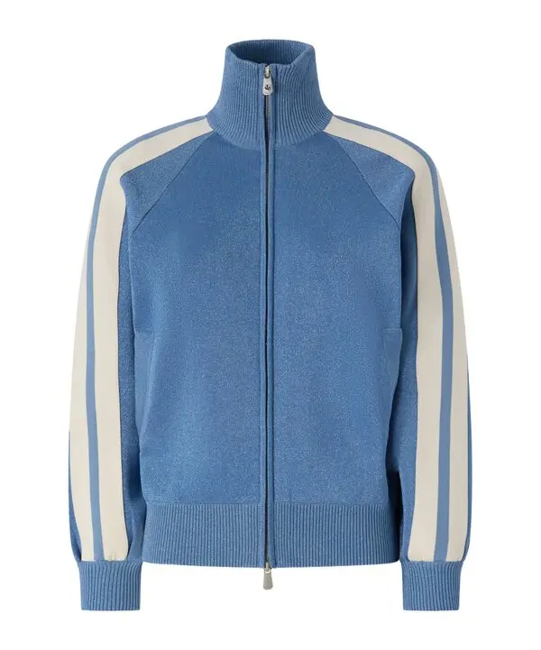 Pinko Striped Logo Embossed Zip-up Sweatshirt