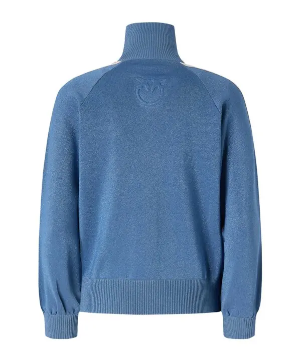 Pinko Striped Logo Embossed Zip-up Sweatshirt