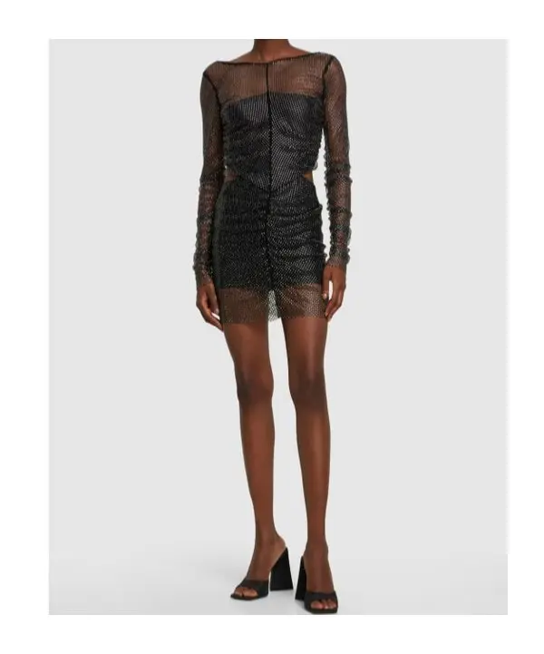 Giuseppe Di Morabito Embroidered Mesh Mini Dress