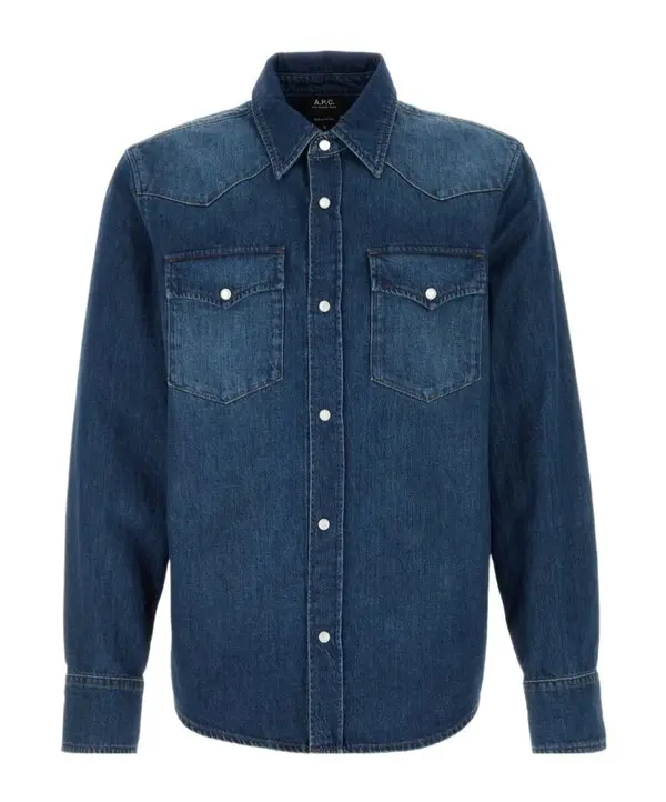 A.p.c. Double-pocket Buttoned Denim Shirt