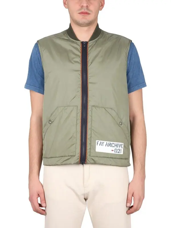 FAY Logo Detailed Zipped Gilet
