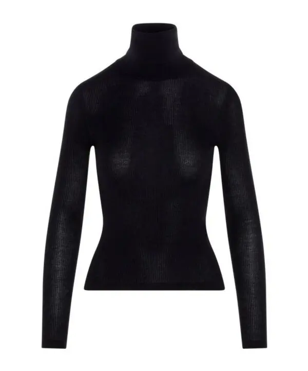 Saint Laurent Ribbed Knit Turtleneck Sweater - Black
