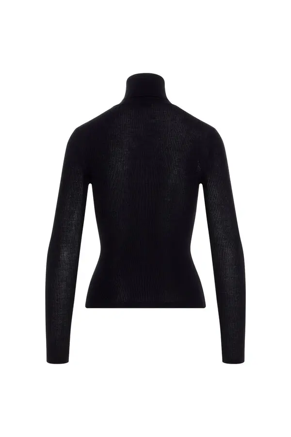 Saint Laurent Ribbed Knit Turtleneck Sweater - Black