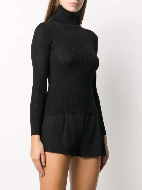 Saint Laurent Ribbed Knit Turtleneck Sweater - Black