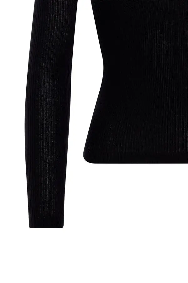 Saint Laurent Ribbed Knit Turtleneck Sweater - Black