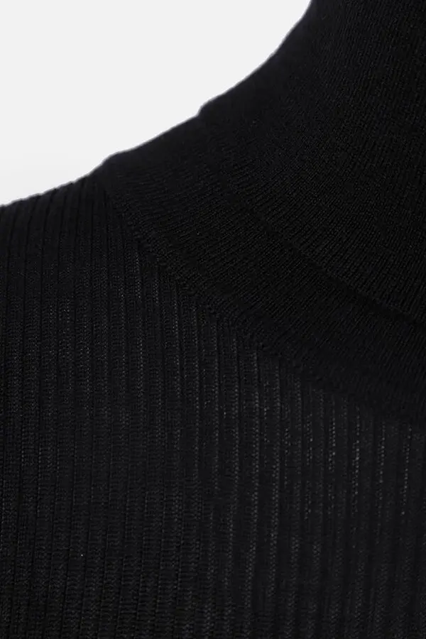 Saint Laurent Ribbed Knit Turtleneck Sweater - Black