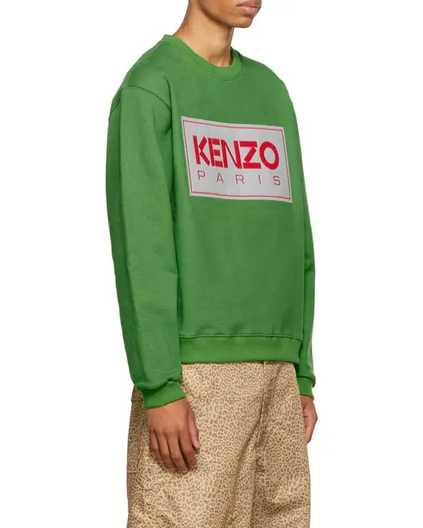 Kenzo Crewneck Sweatshirt With Logo Patch - Green