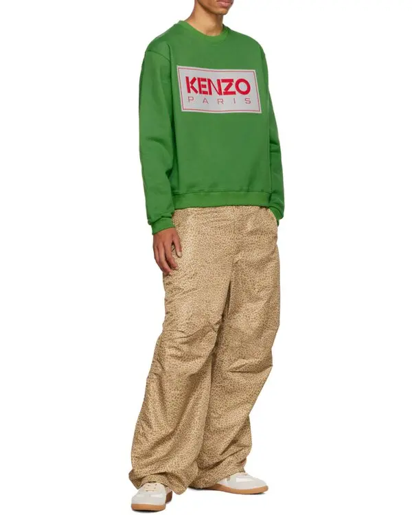 Kenzo Crewneck Sweatshirt With Logo Patch - Green