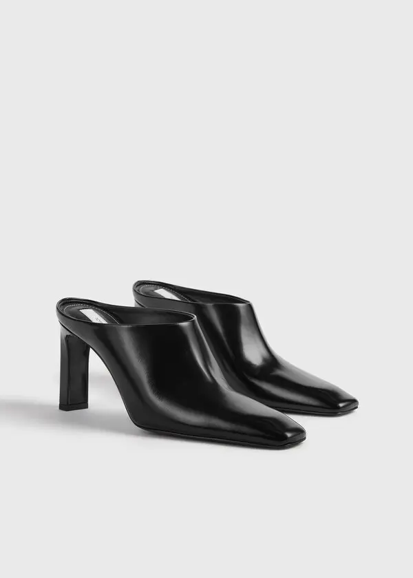 TOTEME Slip On Heeled Mules With Square Toe And Open Back - Black