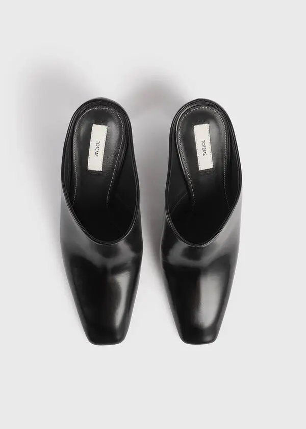 TOTEME Slip On Heeled Mules With Square Toe And Open Back - Black