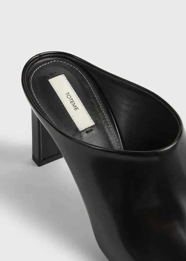 TOTEME Slip On Heeled Mules With Square Toe And Open Back - Black