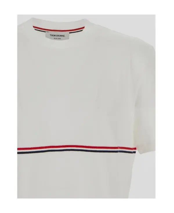 Thom Browne Rwb Stripe Crewneck T-shirt - White