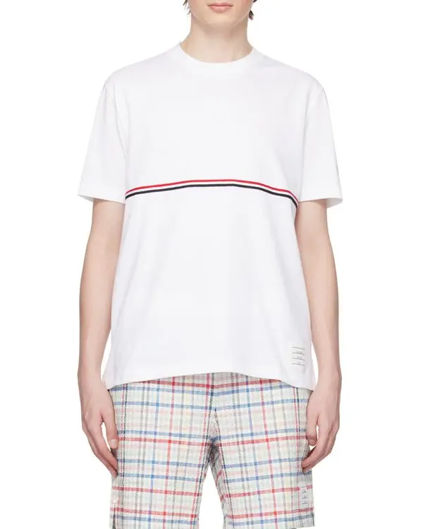 Thom Browne Rwb Striped Crewneck T-shirt - White