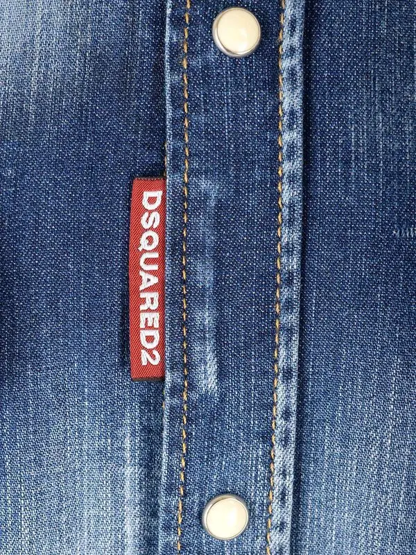 Dsquared2 Button-up Denim Distressed Shirt
