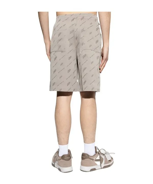 Off-White Button Detailed All-over Patterned Shorts - Nude