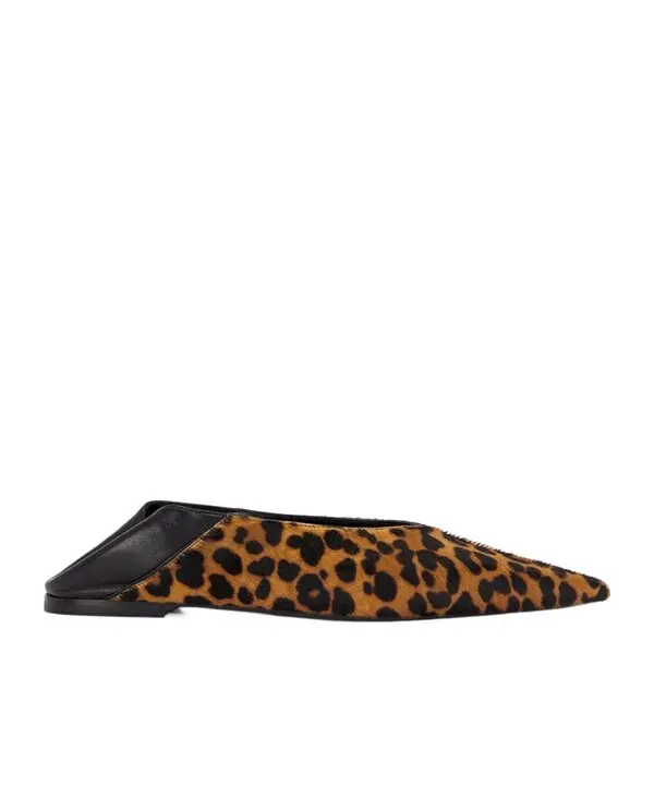 Saint Laurent All-over Patterned Pointed Toe Flat - Black