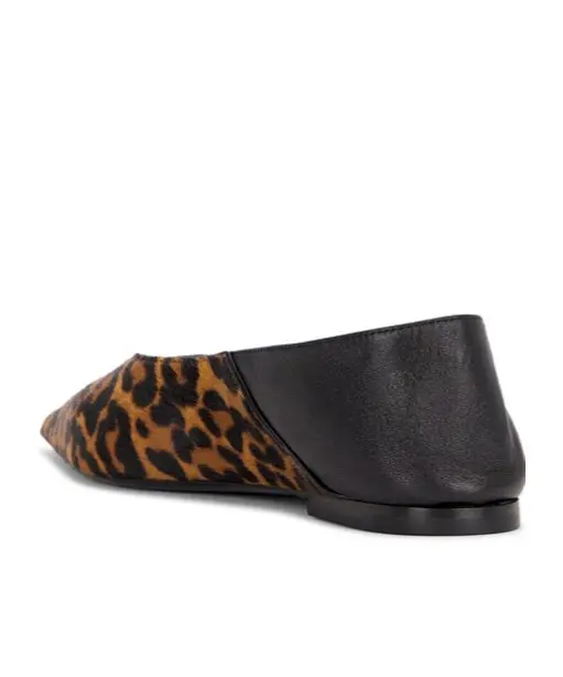 Saint Laurent All-over Patterned Pointed Toe Flat - Black
