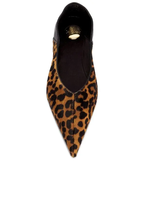 Saint Laurent All-over Patterned Pointed Toe Flat - Black