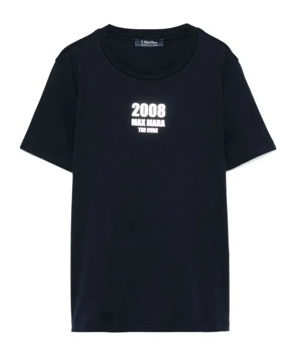Max Mara Logo Printed Crewneck T-shirt - Black