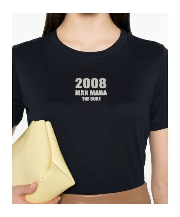 Max Mara Logo Printed Crewneck T-shirt - Black