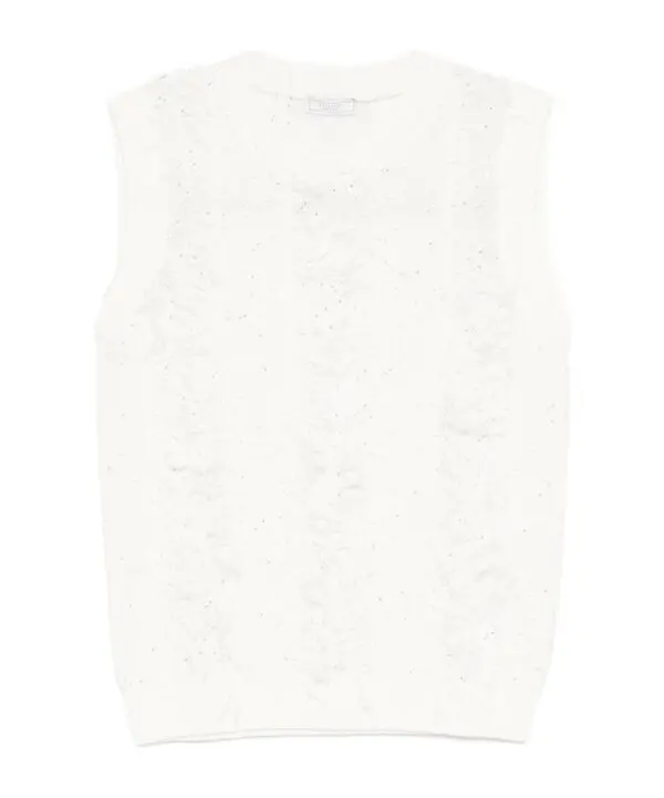 Peserico Knitted Sequin-embellished Vest - White