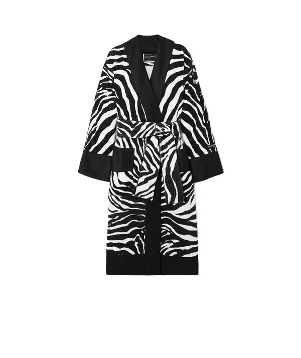 Dolce & Gabbana Long Sleeve Graphic Print Robe - Black