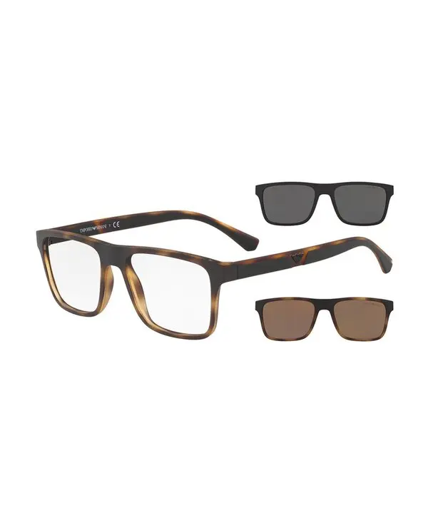 Emporio Armani Rectangular Full Rim Eyeglasses - White