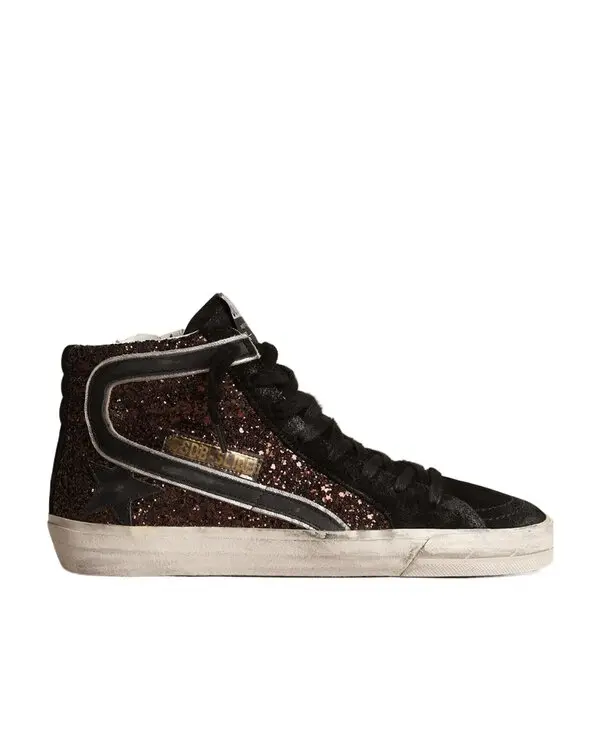 GOLDEN GOOSE Slide Glitter High-top Lace-up Sneakers