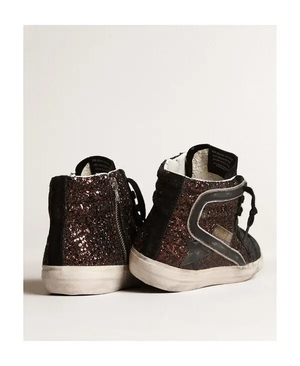 GOLDEN GOOSE Slide Glitter High-top Lace-up Sneakers