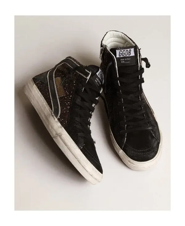 GOLDEN GOOSE Slide Glitter High-top Lace-up Sneakers