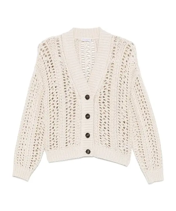 Brunello Cucinelli Long Sleeved Open Knit Cardigan