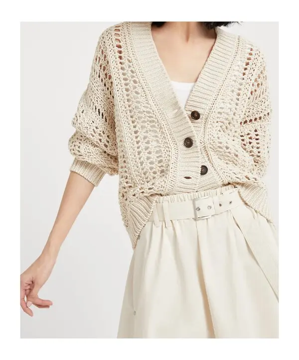 Brunello Cucinelli Long Sleeved Open Knit Cardigan