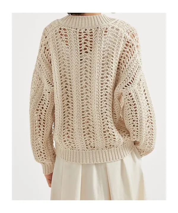 Brunello Cucinelli Long Sleeved Open Knit Cardigan