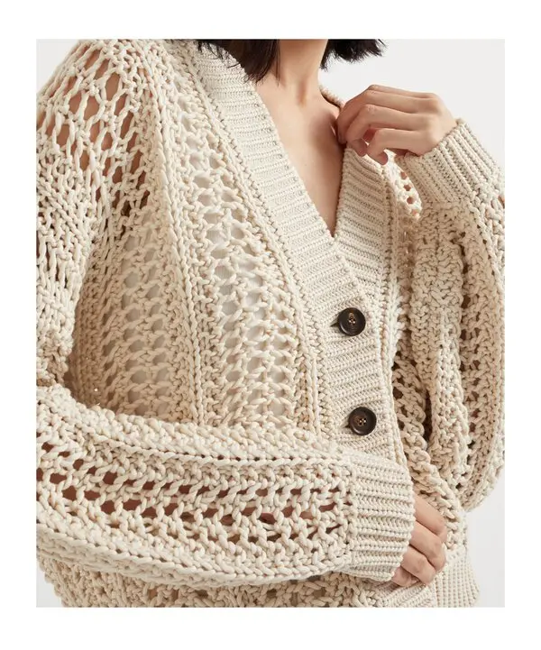 Brunello Cucinelli Long Sleeved Open Knit Cardigan