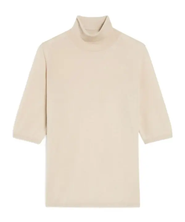 Max Mara Cecina High Neck Half-sleeved Jumper - Nude