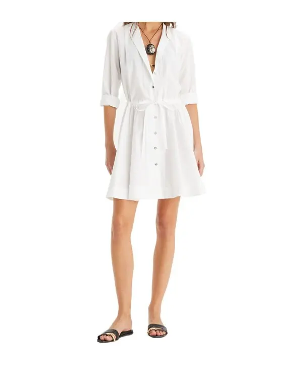 Tory Burch Button-front Mini Dress With Drawstring Waist