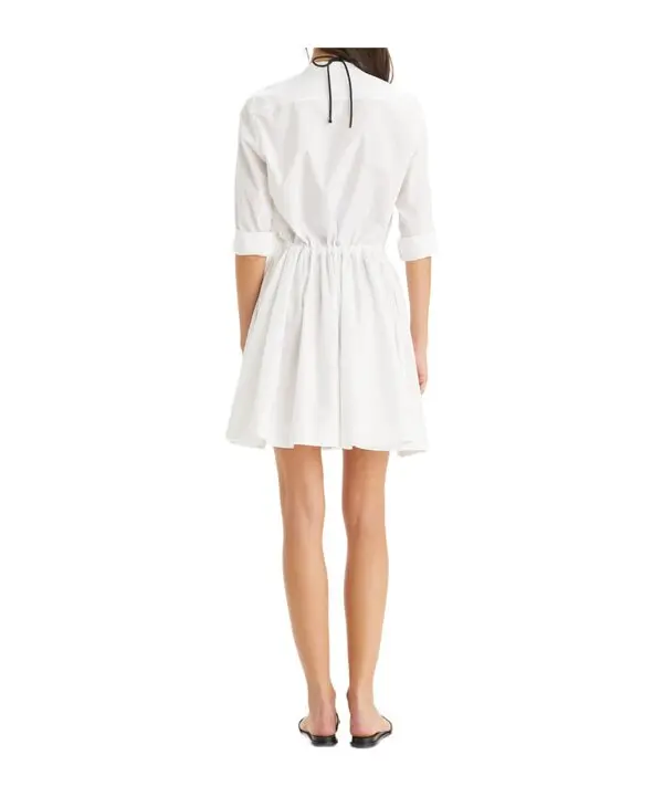 Tory Burch Button-front Mini Dress With Drawstring Waist