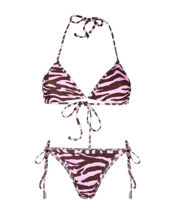 Attico Zebra-printed Bikini Set - Pink