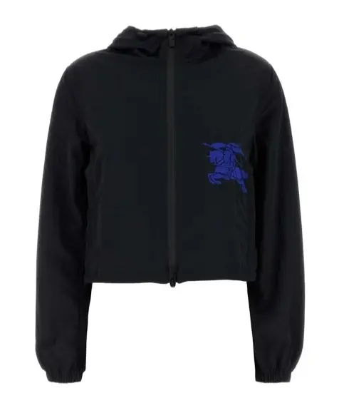 Burberry Hooded Zip-up Jacket With Ekd Motif