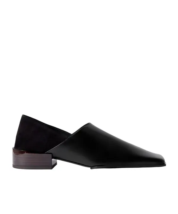 Alaïa Square Toe Leather And Suede Slippers
