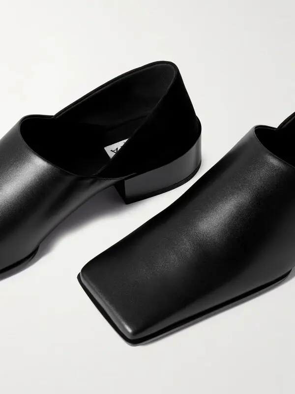 Alaïa Square Toe Leather And Suede Slippers