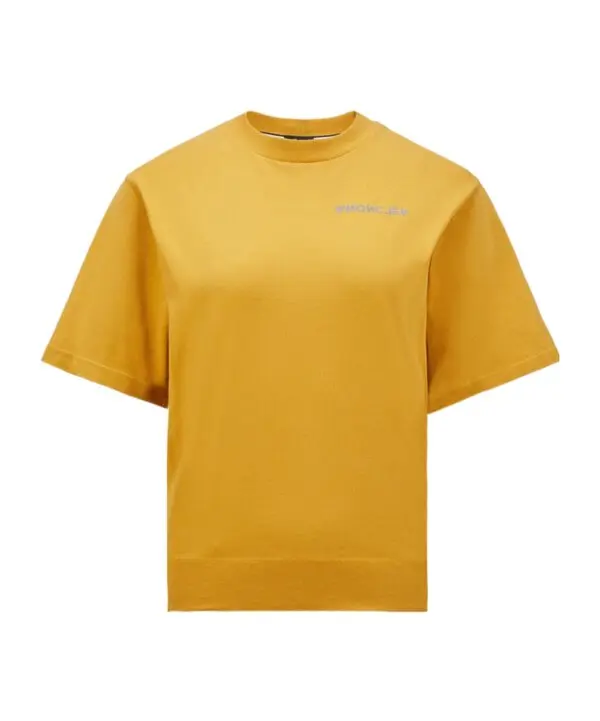 Moncler Short Sleeve T-shirt With Reflective Logo - Yellow