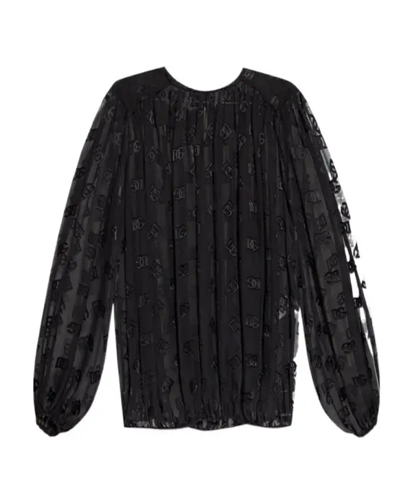 Dolce & Gabbana Logo Jacquard Semi-sheer Blouse