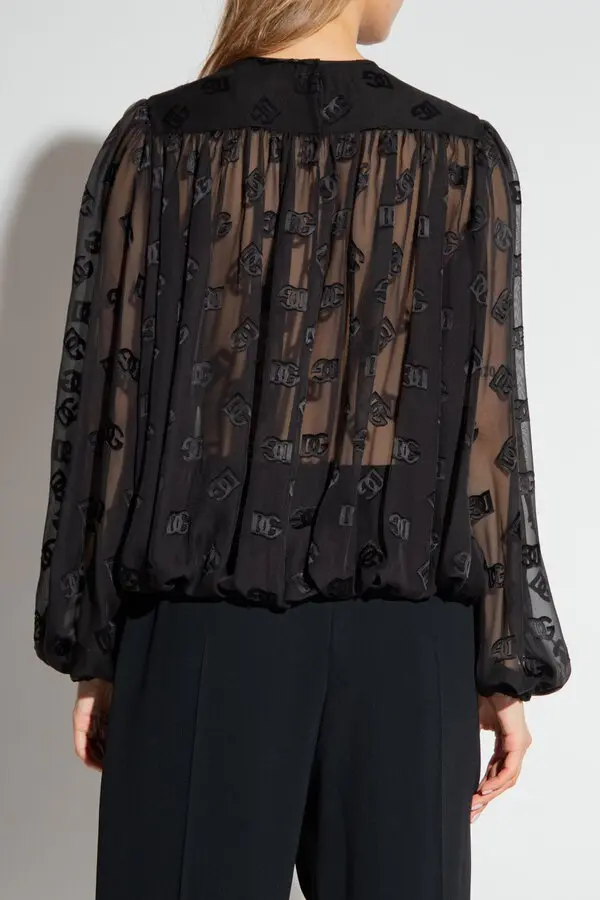 Dolce & Gabbana Logo Jacquard Semi-sheer Blouse